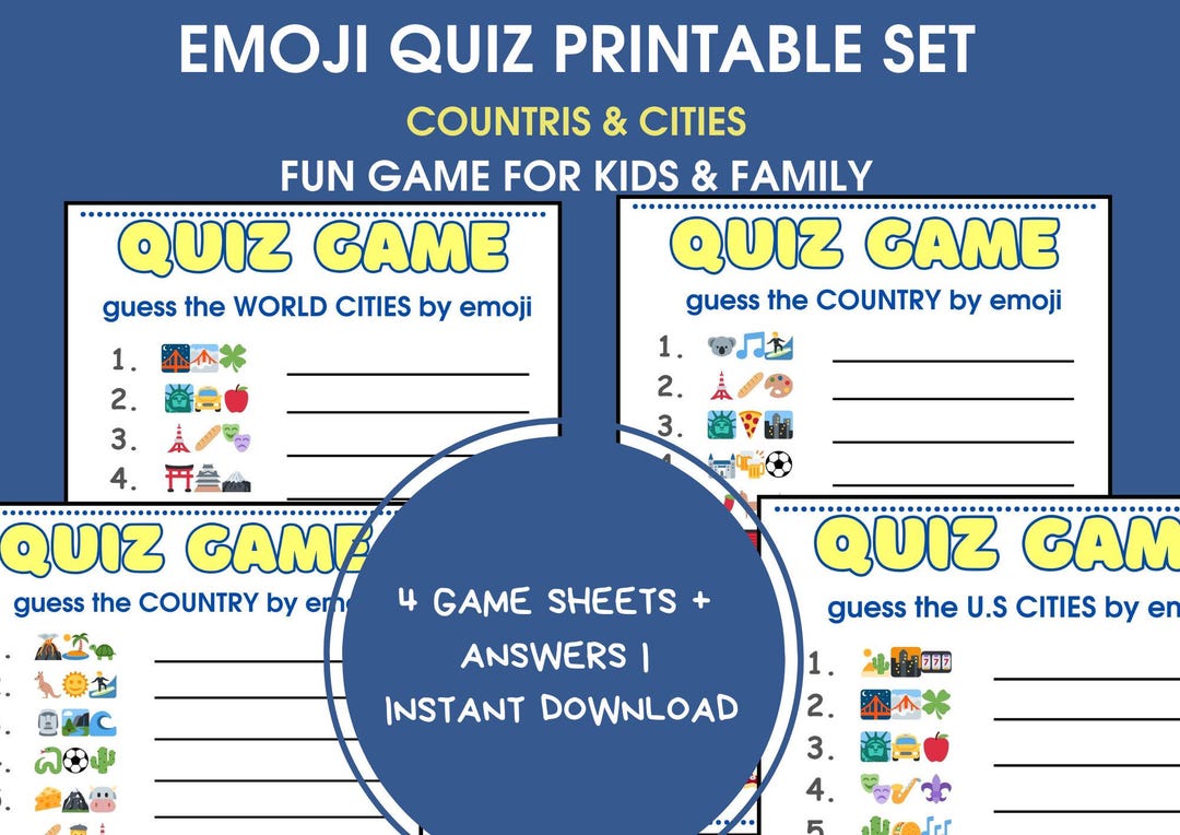 Emoji Quiz Printable - Guess the Country & City by Emojis - Fun Family ...