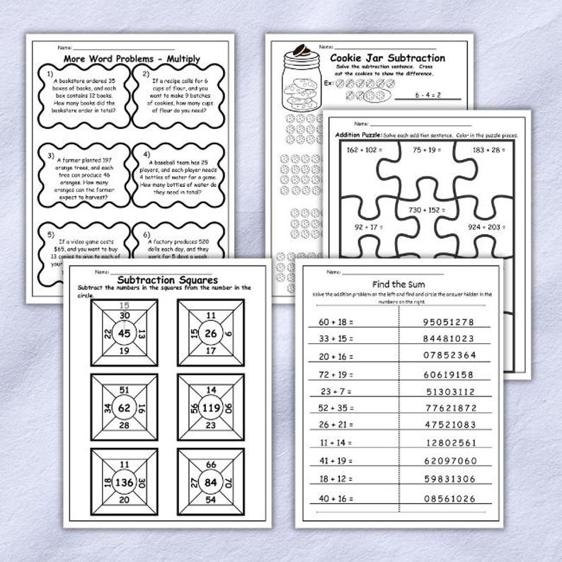 3rd Grade Math Worksheets: Multiplication Division Word Problems PDF ...