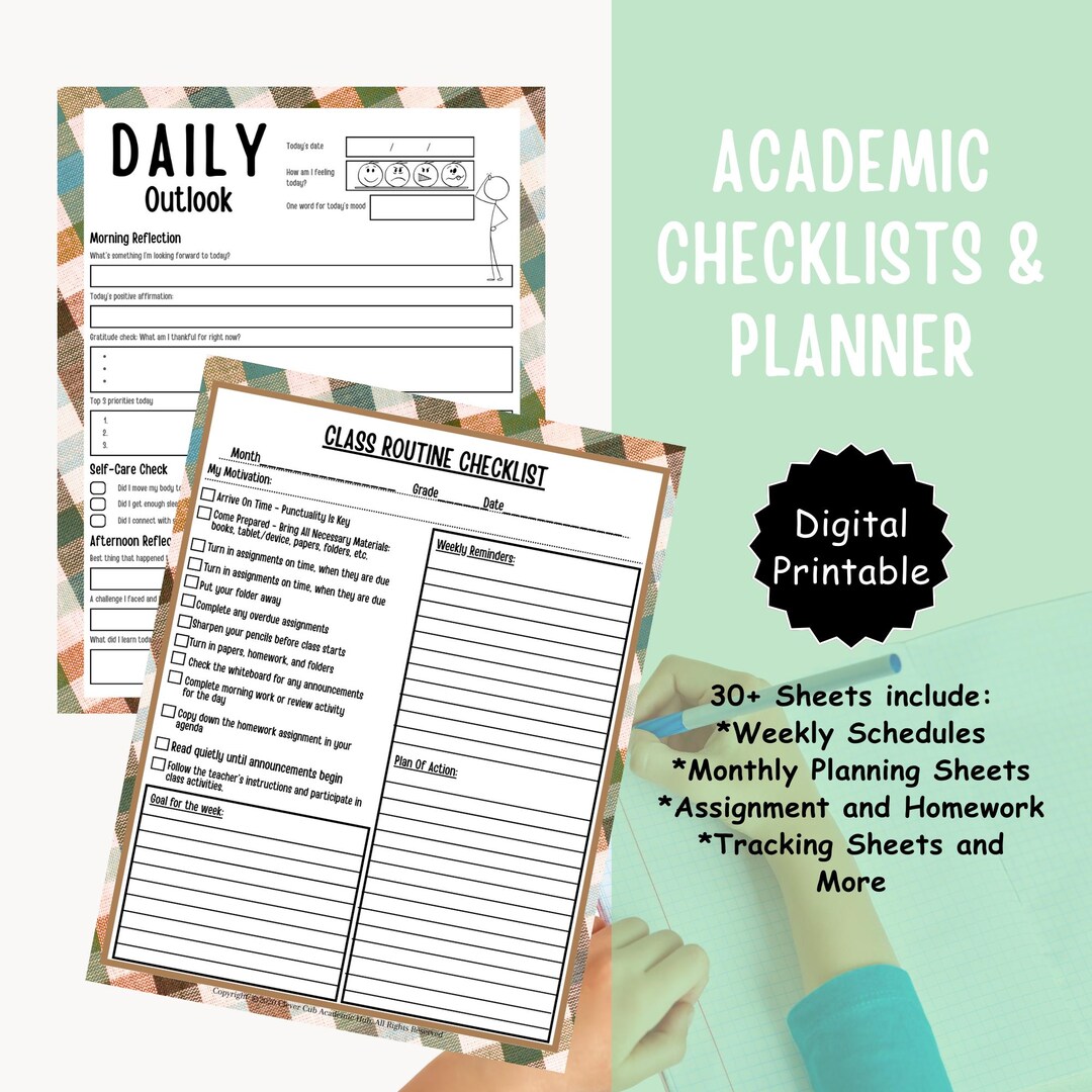Middle School Student Planner: Printable Academic Agenda (PDF Download ...