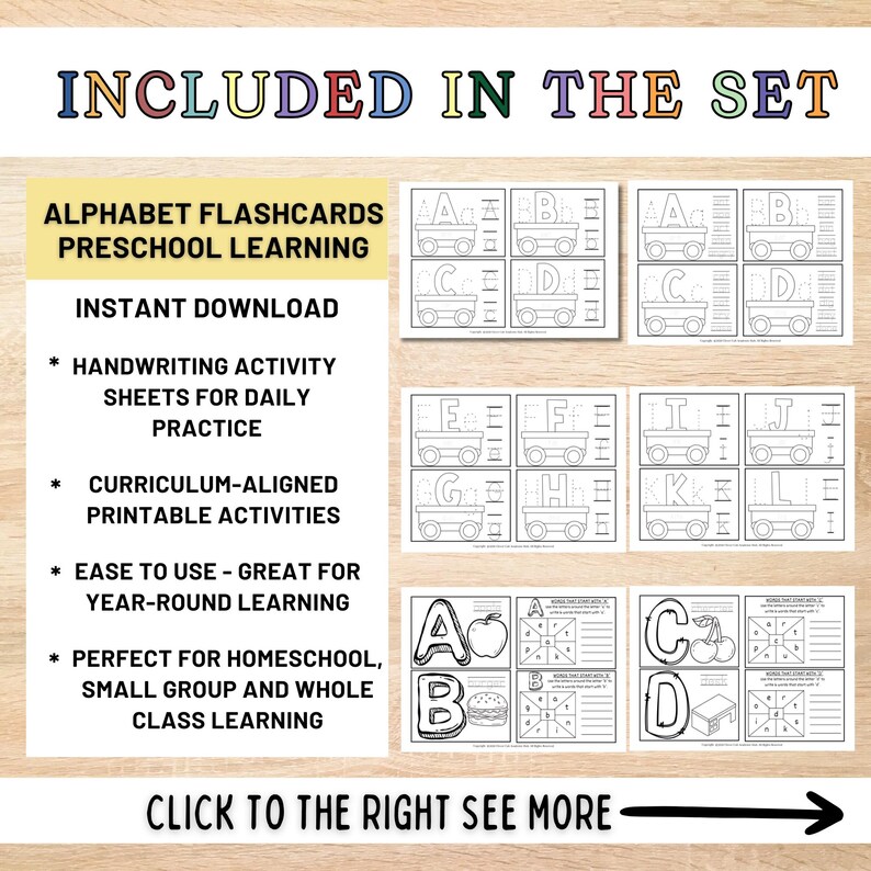 ABC Flashcards for Preschool, Unique Kids Gift, Educational Flashcards ...