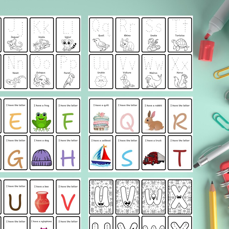 Alphabet Flashcards for Kids: Trace & Color Abcs (PDF Printable) - Etsy ...