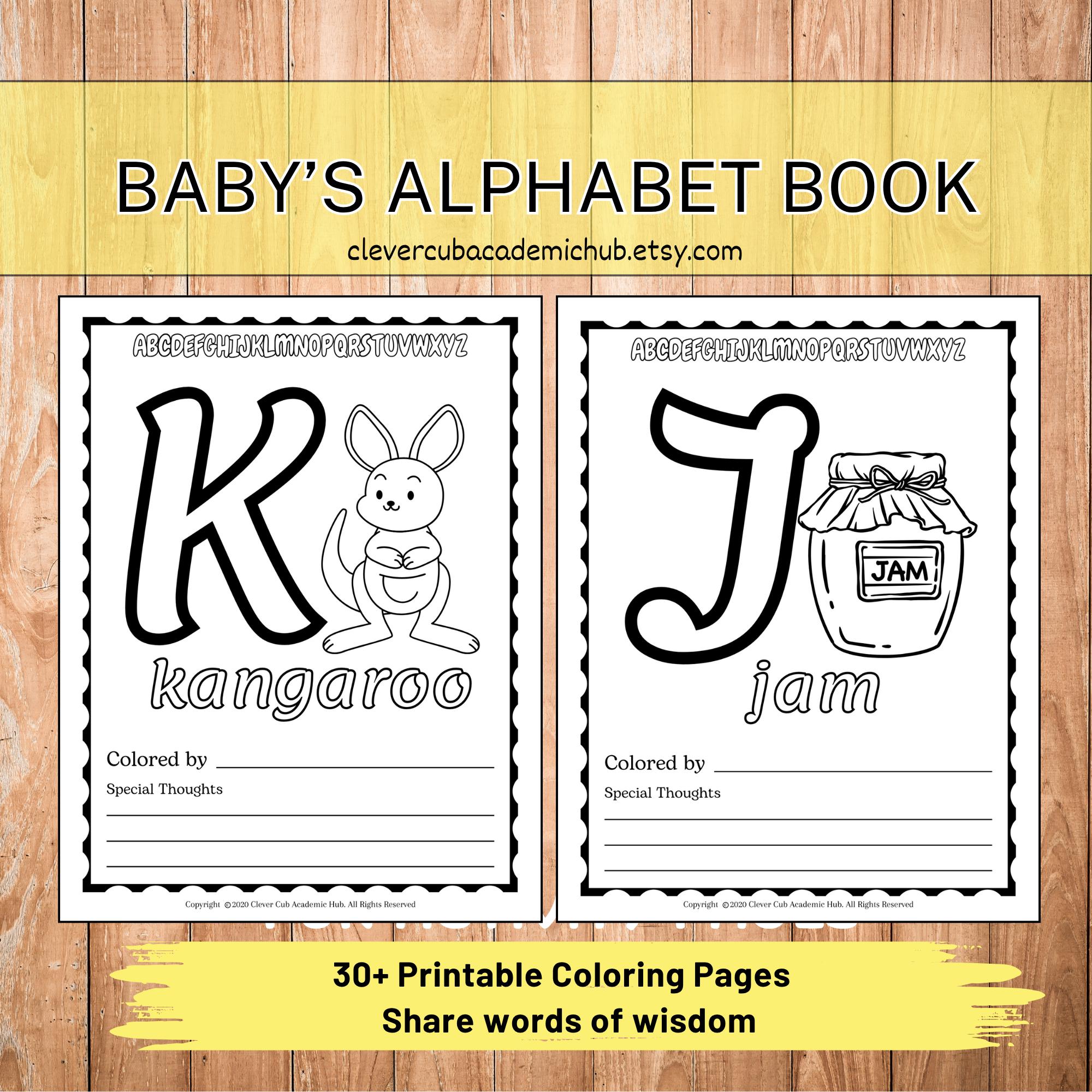 ABC Coloring Worksheets: Baby's First Alphabet (PDF Download, 8.5x11 ...