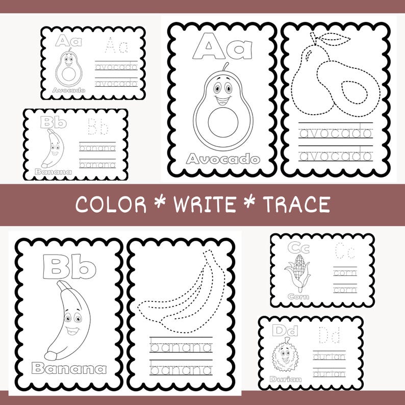 Fruit Alphabet Activity Sheets, Kindergarten Fruit Flashcards Alphabet ...