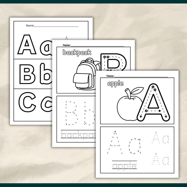 Preschool Alphabet Workbook, ABC Letters Printable, Handwriting Sheets ...