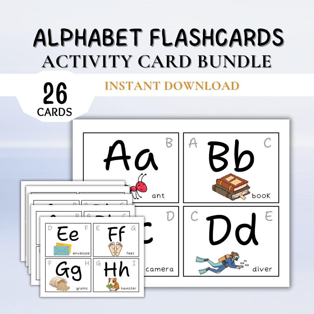 Printable Alphabet Flash Cards, Preschool Phonics, ABC Learning Cards ...