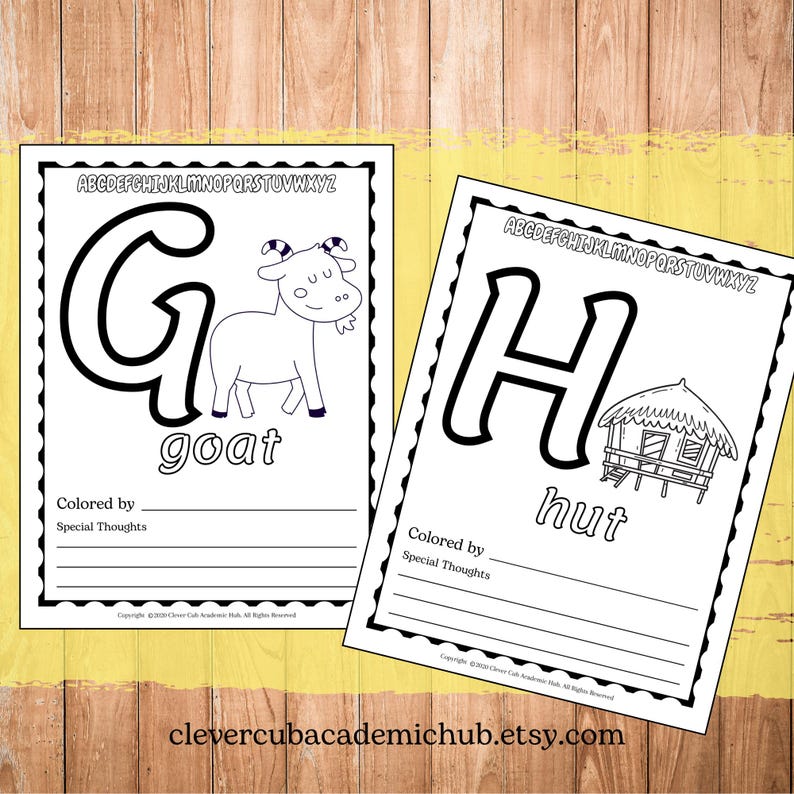 ABC Coloring Worksheets: Baby's First Alphabet (PDF Download, 8.5x11 ...
