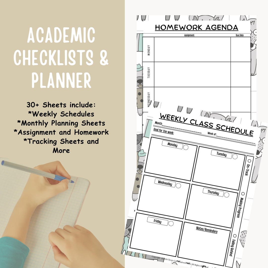 Student Planner Printable: Weekly Schedule, Homework Tracker (digital ...
