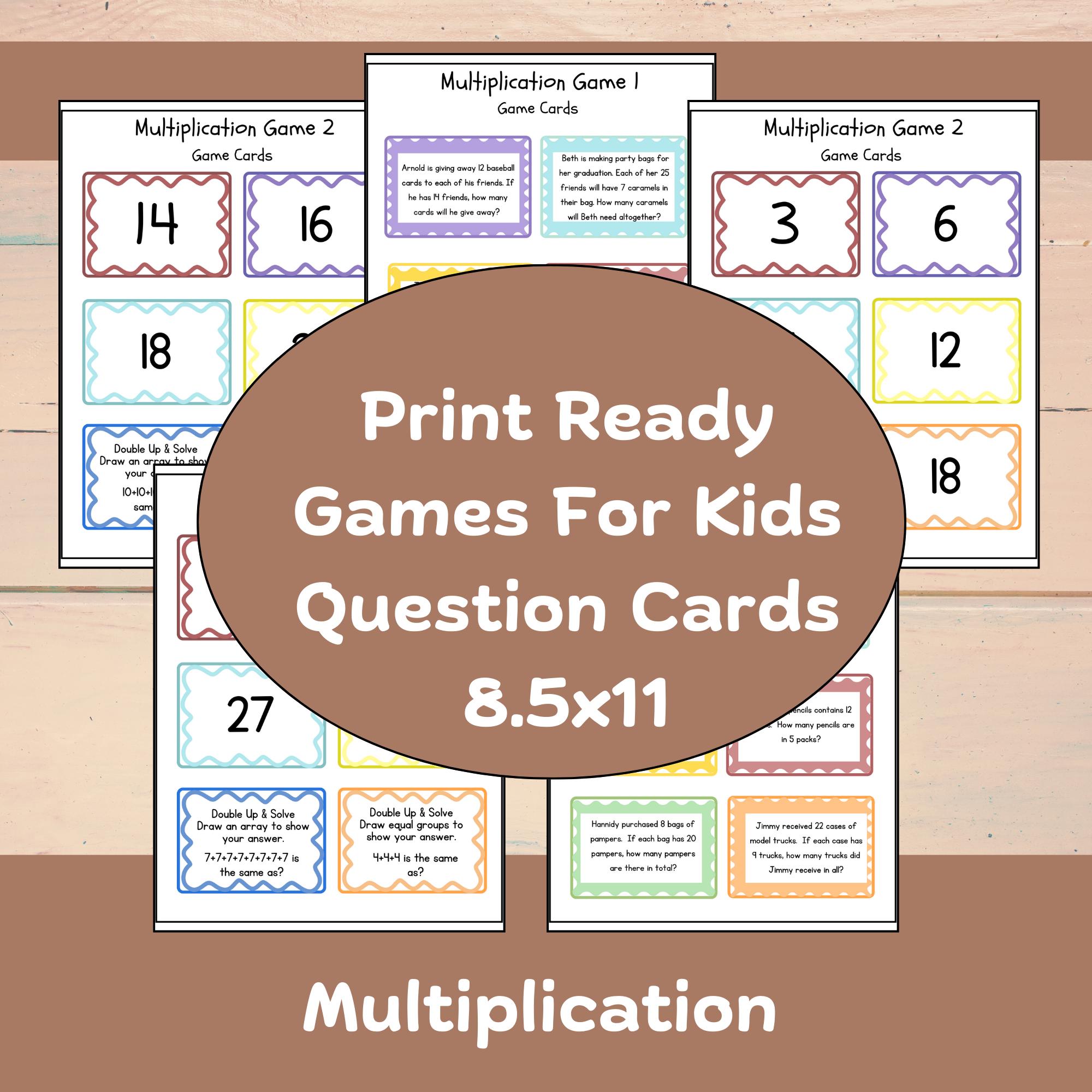 Printable Multiplication Math Game: Fun Learning Activities (PDF ...
