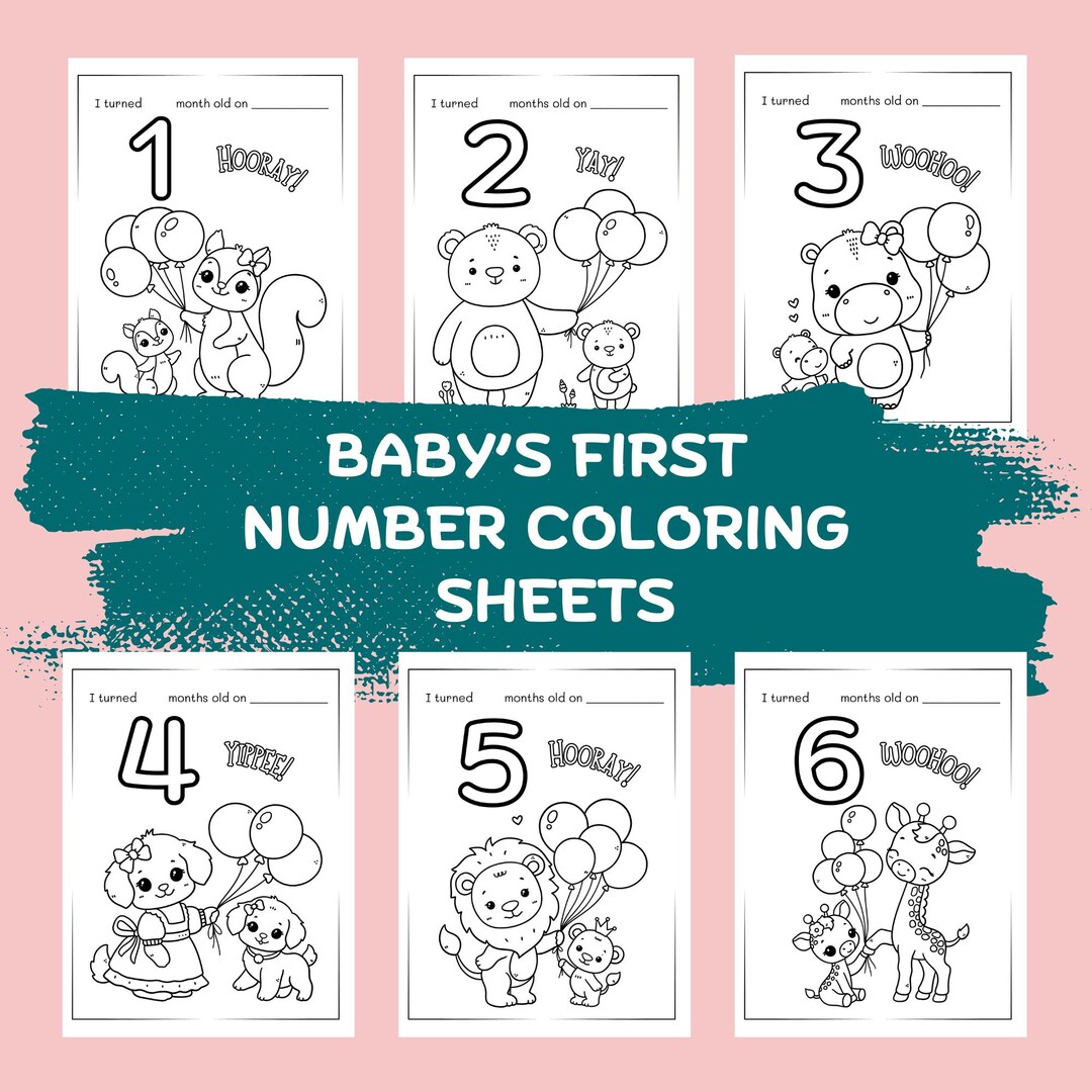 Baby's First Number Milestone Coloring Booklet, Printable Baby Keepsake ...