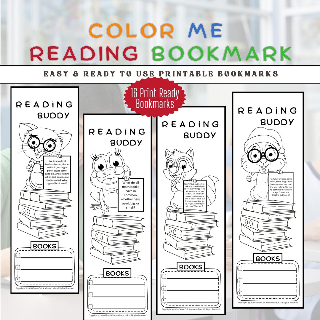 Printable Kids Coloring Bookmarks: Reading Log & List Tracker (PDF ...
