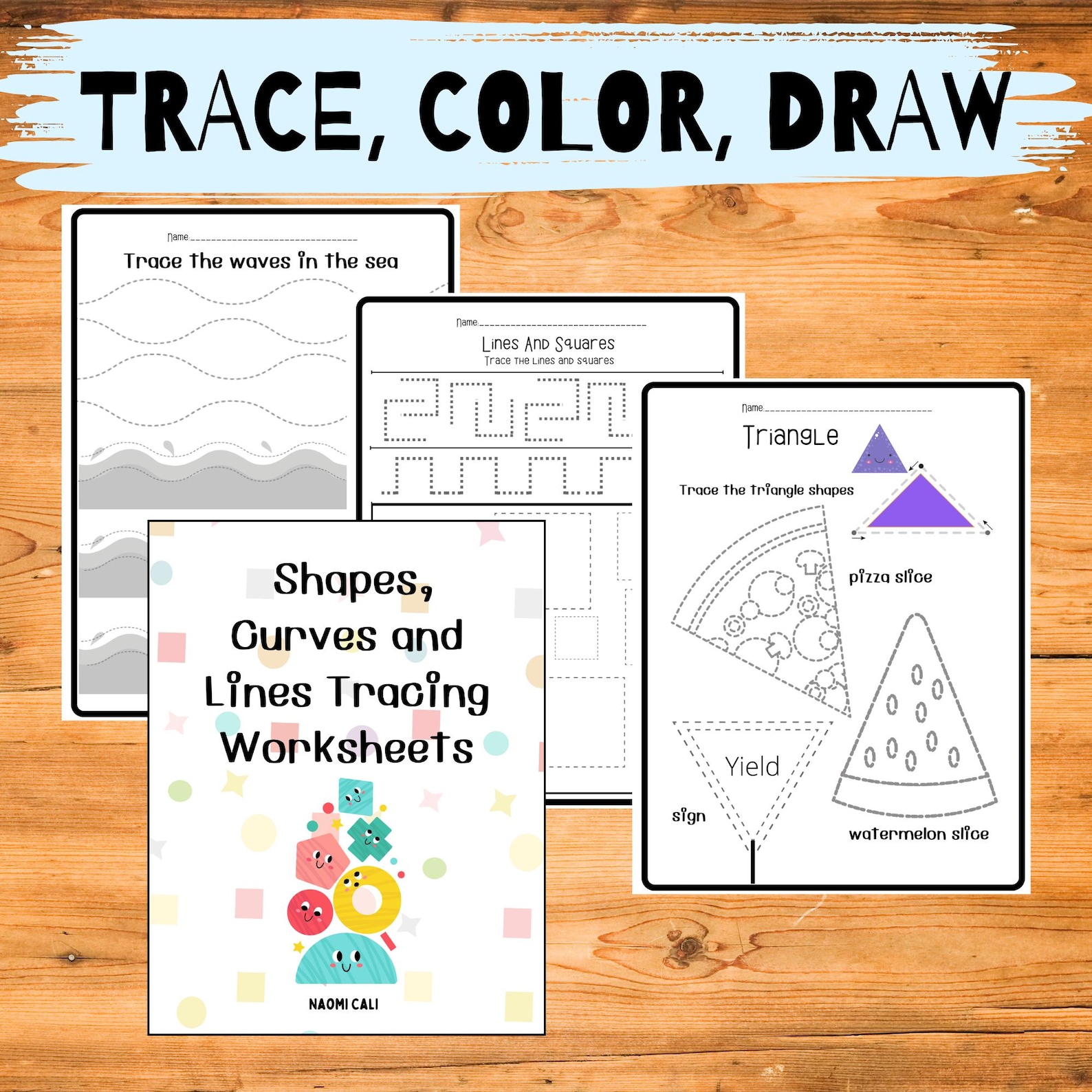 Printable Shapes Activity: Tracing & Coloring Worksheet (PDF Download ...