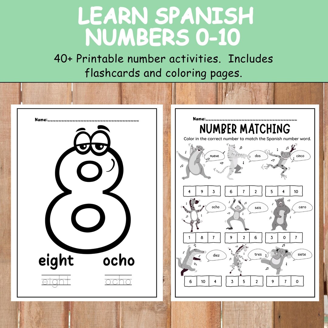 Spanish-english Number Flashcards: Bilingual Learning Worksheets (PDF ...