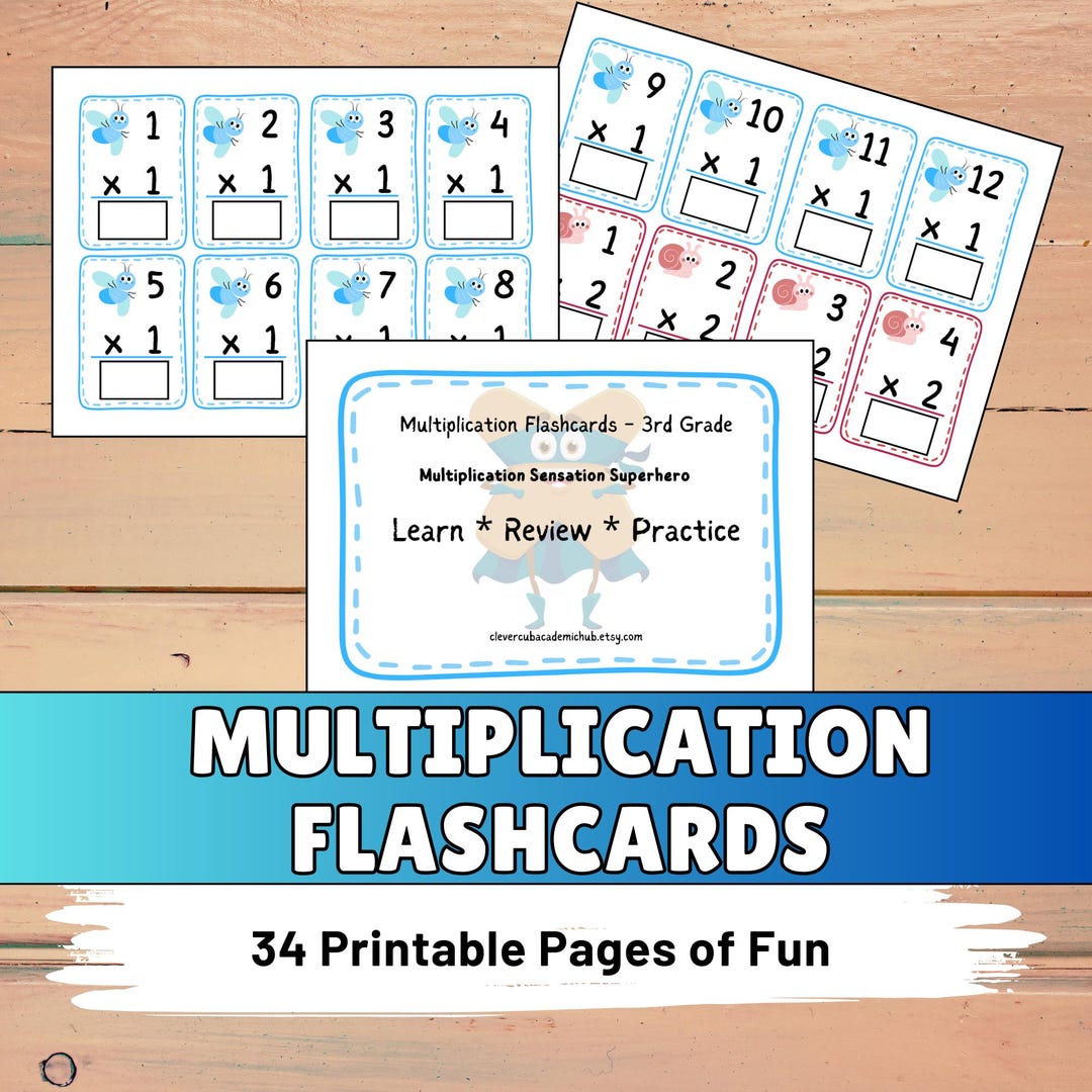 Multiplication Flashcards: Kids Math Learning Tool (PDF Pattern) - Etsy