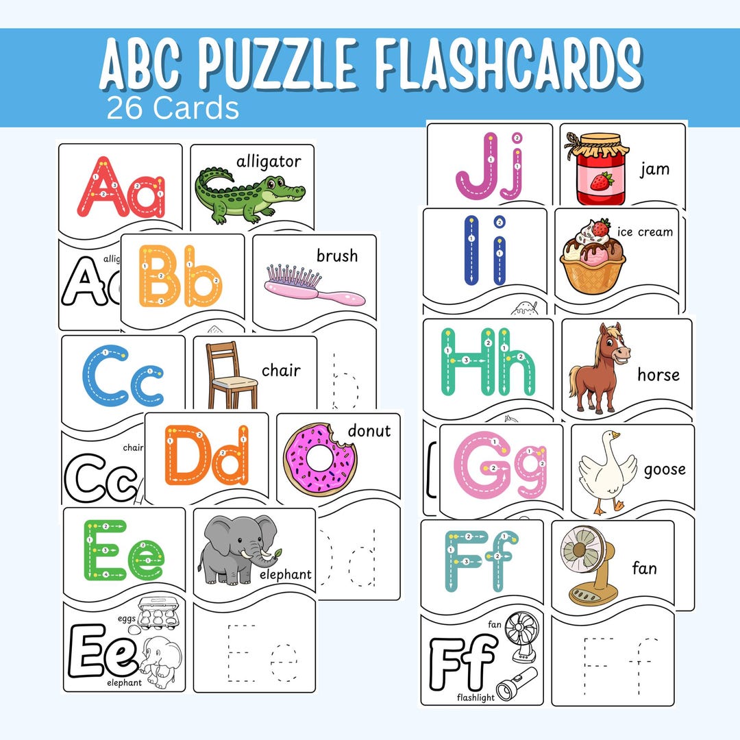 ABC Puzzle, Alphabet Flash Cards, Beginning Sounds Kindergarten ...