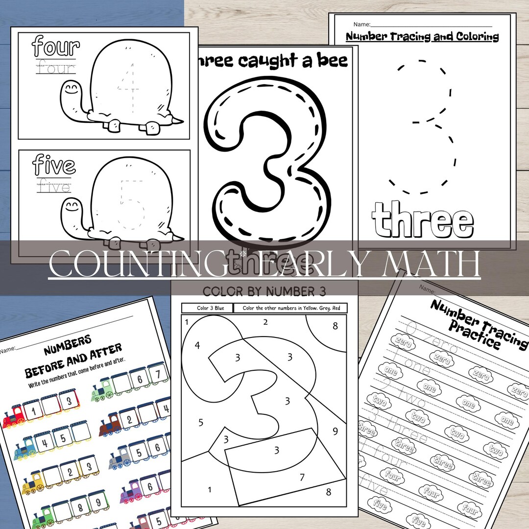 Kindergarten Number Flashcards: Tracing and Coloring, Printable Number ...