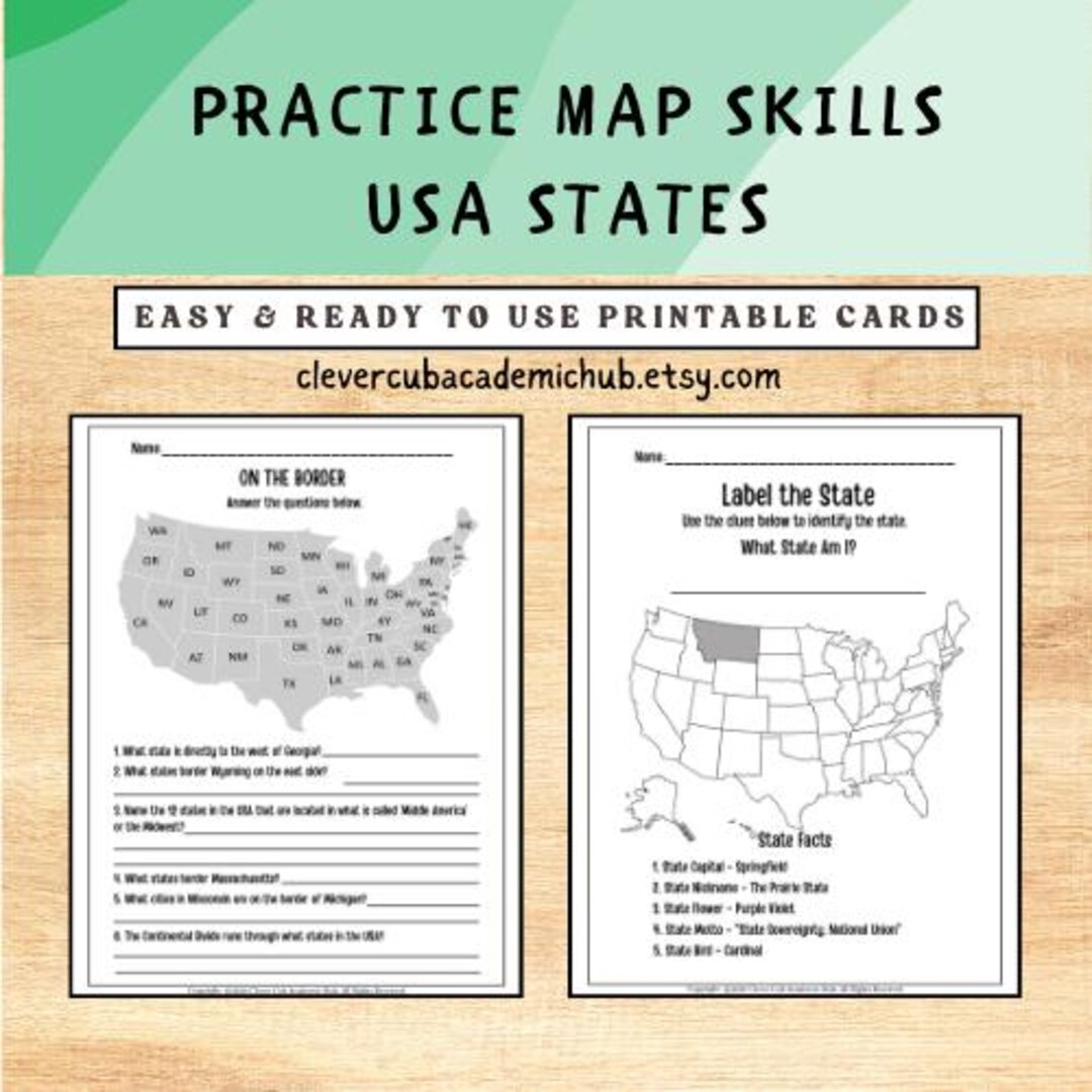 Geography Worksheets for Kids, States of the United States Study ...
