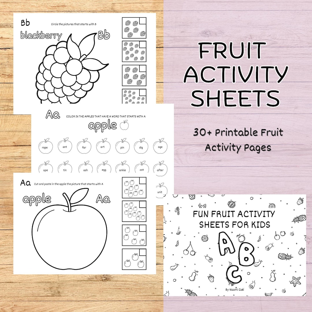 Alphabet Fruit Activity Sheets, ABC Tracing Sheets, Fruit ABC Coloring ...