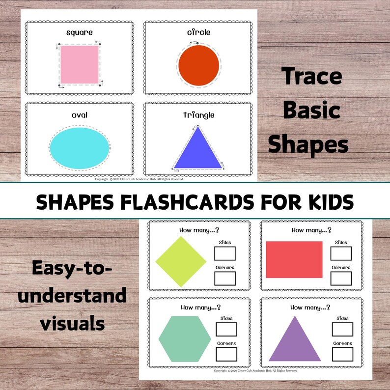 Shapes Flashcards: Fun Learning Activity Cards (PDF Download - Etsy
