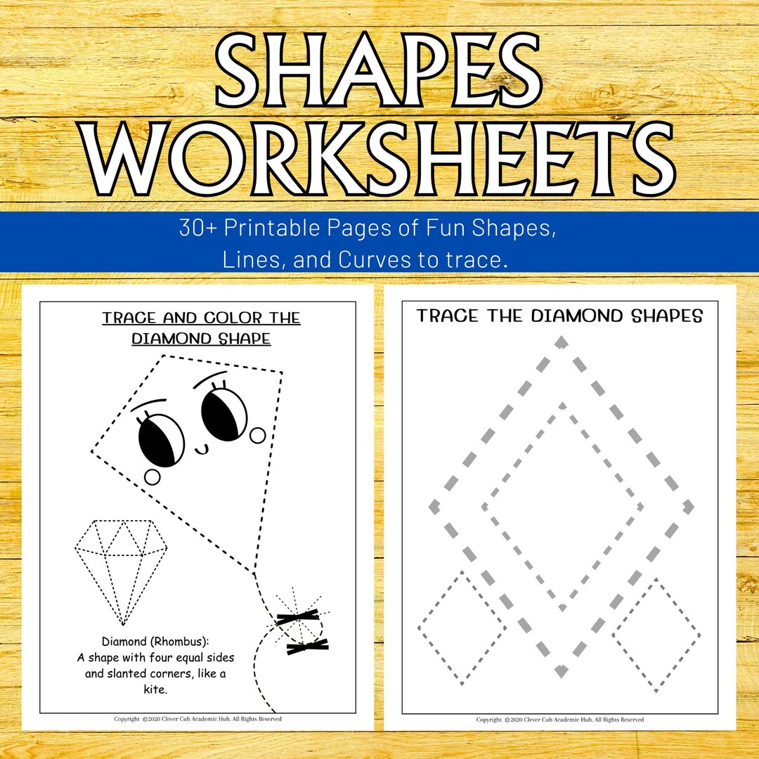 Shapes Coloring Activity Worksheets, Kids Learning Activities, Tracing ...