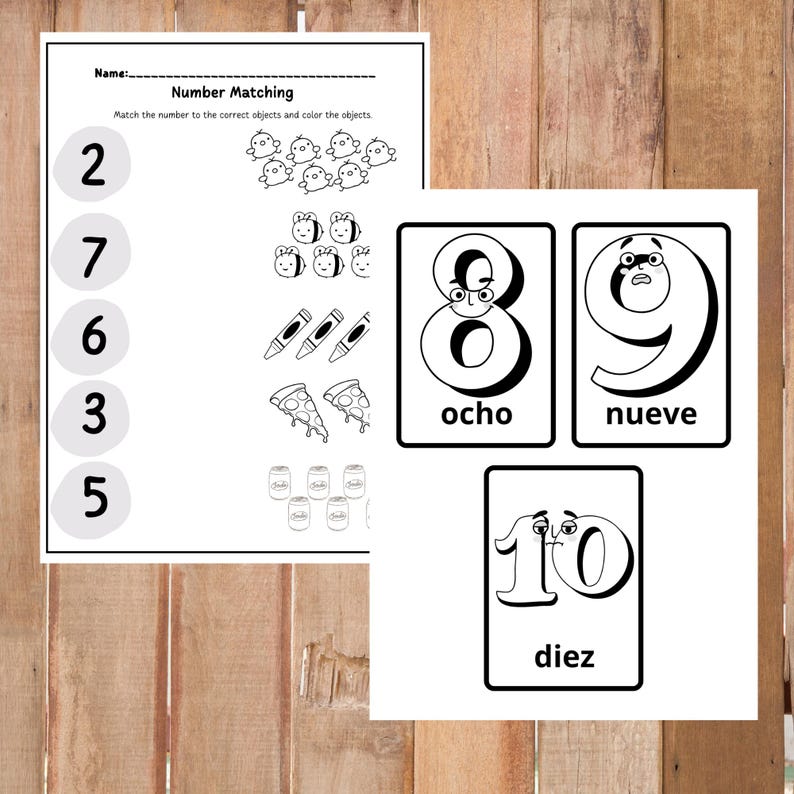 Spanish-english Number Flashcards: Bilingual Learning Worksheets (PDF ...