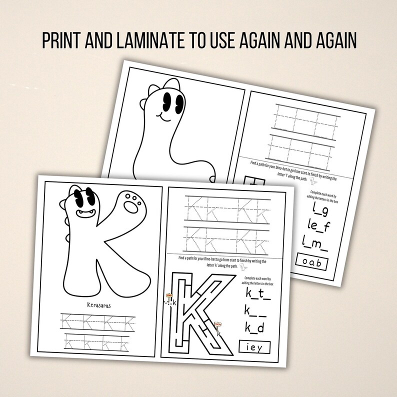 Dinosaur Alphabet Flash Cards, Early Reading Activities, Printable A-Z ...