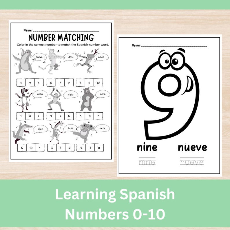 Spanish-english Number Flashcards: Bilingual Learning Worksheets (PDF ...