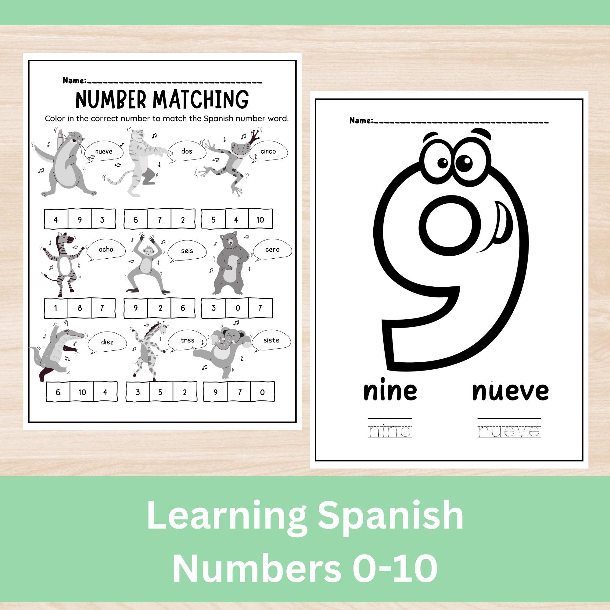 Spanish-english Number Flashcards: Bilingual Learning Worksheets (PDF ...