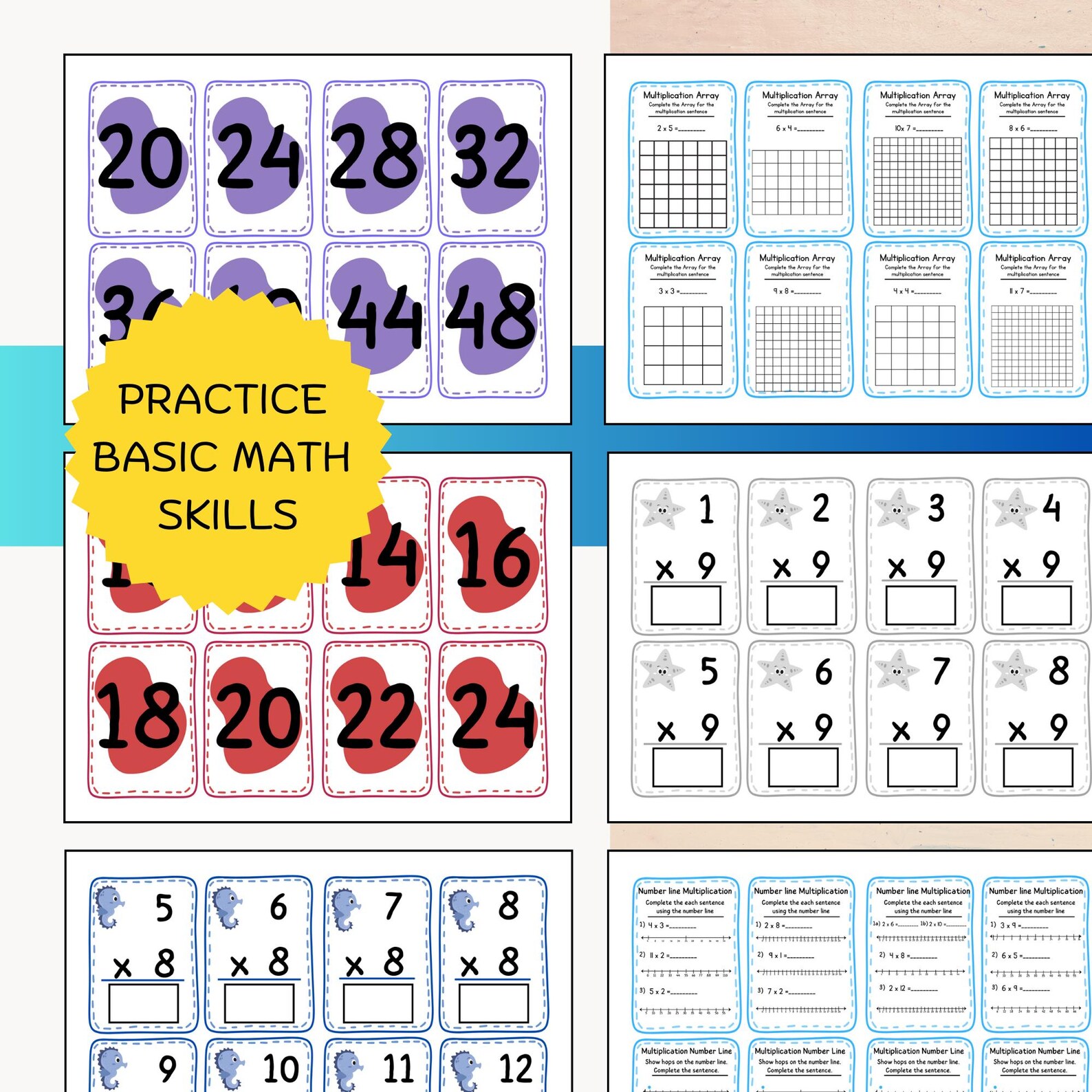 Multiplication Flashcards: Kids Math Learning Tool (PDF Pattern) - Etsy