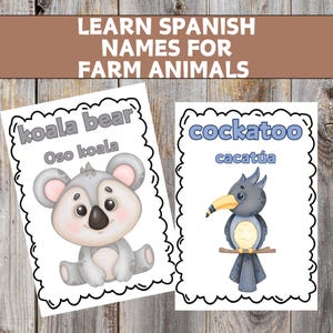 Farm Animal Flashcards: Spanish English Learning (PDF Download) - Etsy