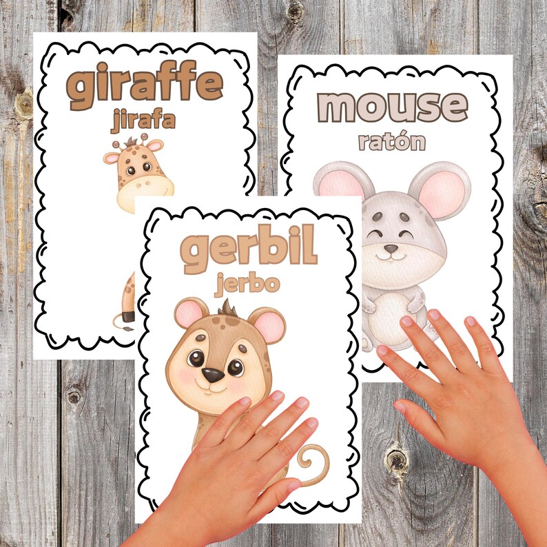 Farm Animal Flashcards: Spanish English Learning (PDF Download) - Etsy