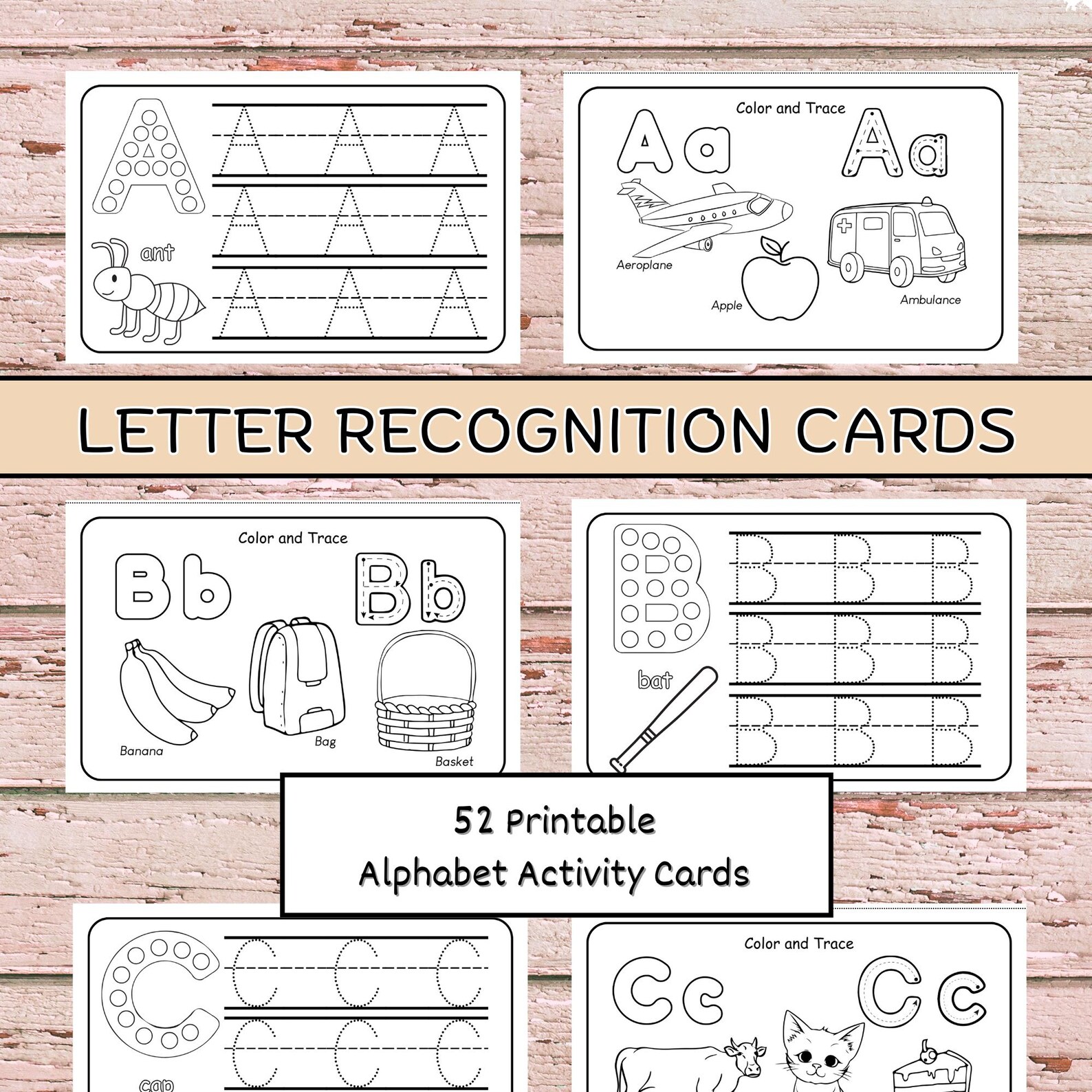 Alphabet Tracing Flashcards: Kids Letter Recognition (PDF Pattern) - Etsy