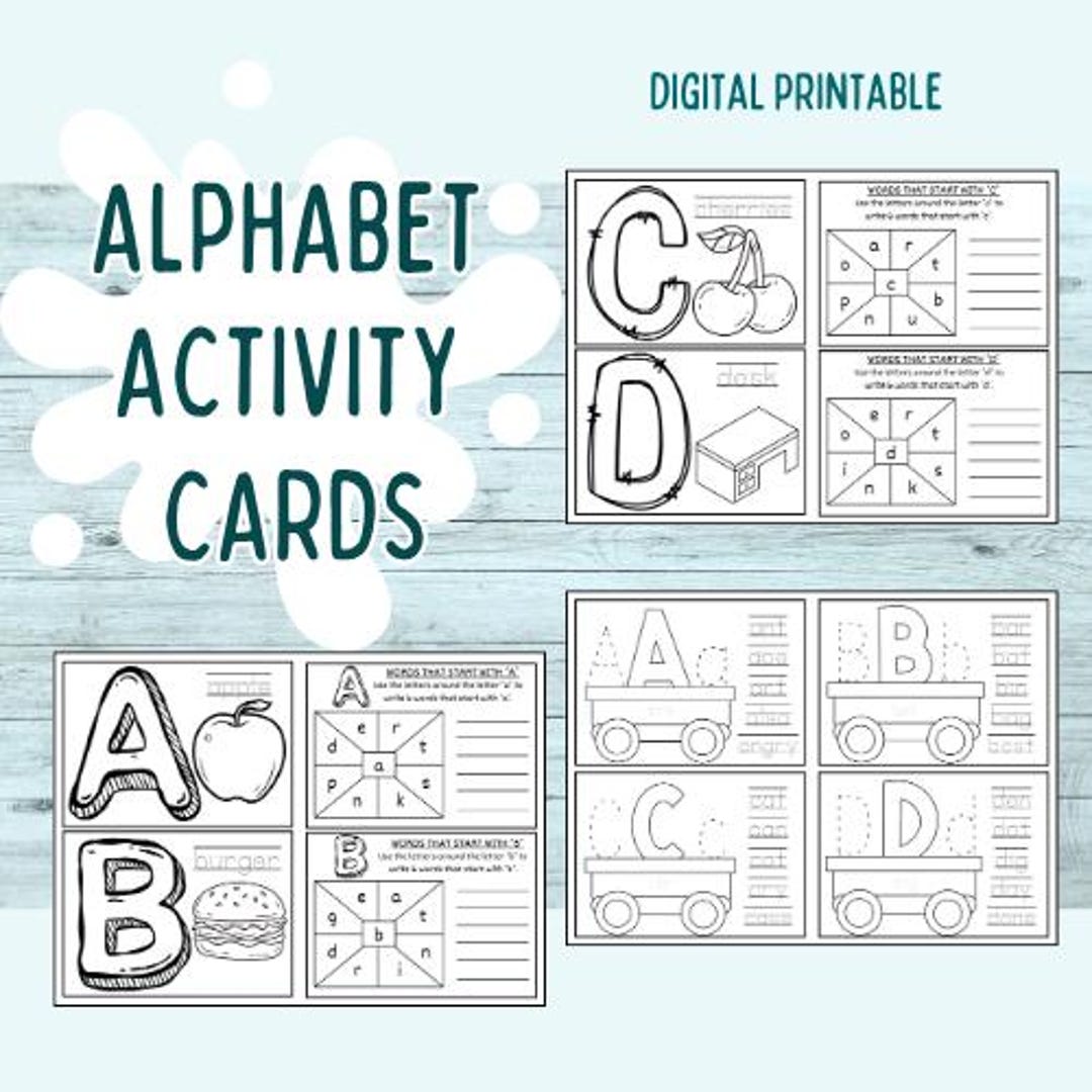 Alphabet Handwriting Activity Flashcards, ABC Tracing, Coloring Flash ...