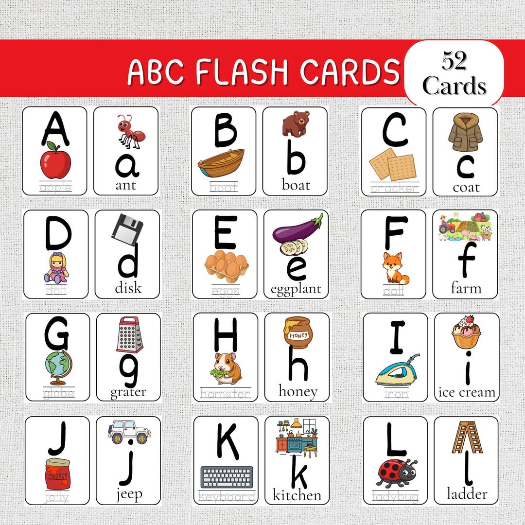 Alphabet Flash Cards for Kids, Early Reading Activities, Homeschool ...
