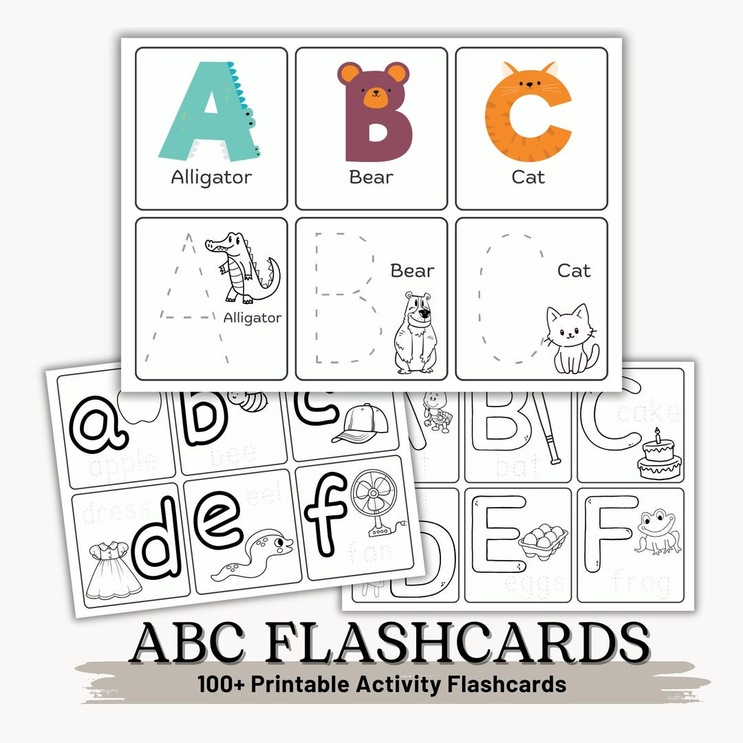 Alphabet Tracing Cards, ABC Flashcards, Phonics Printable Digital ...