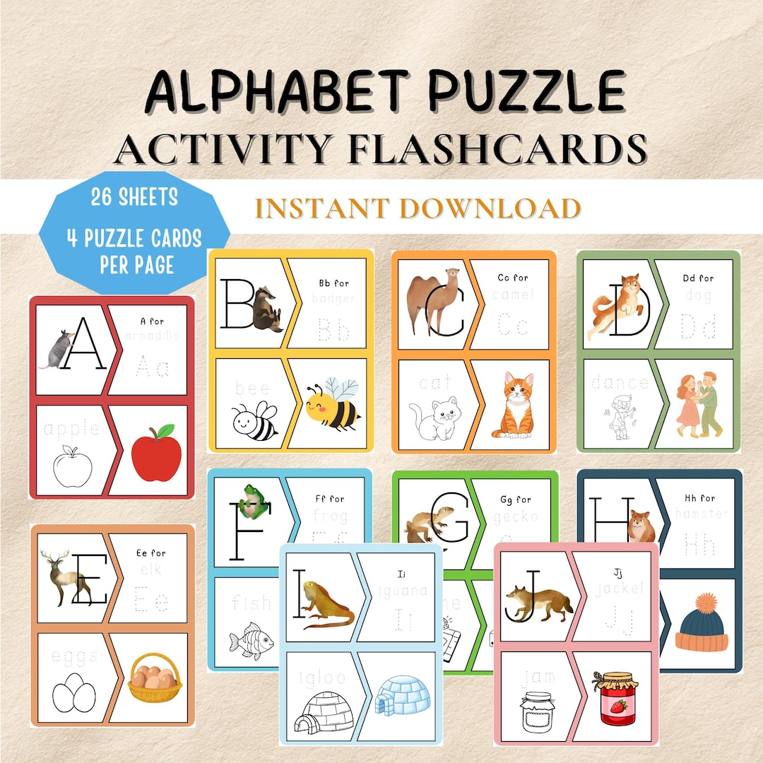 ABC Puzzle, Alphabet Flash Cards, Kindergarten Prep, Letter Recognition ...