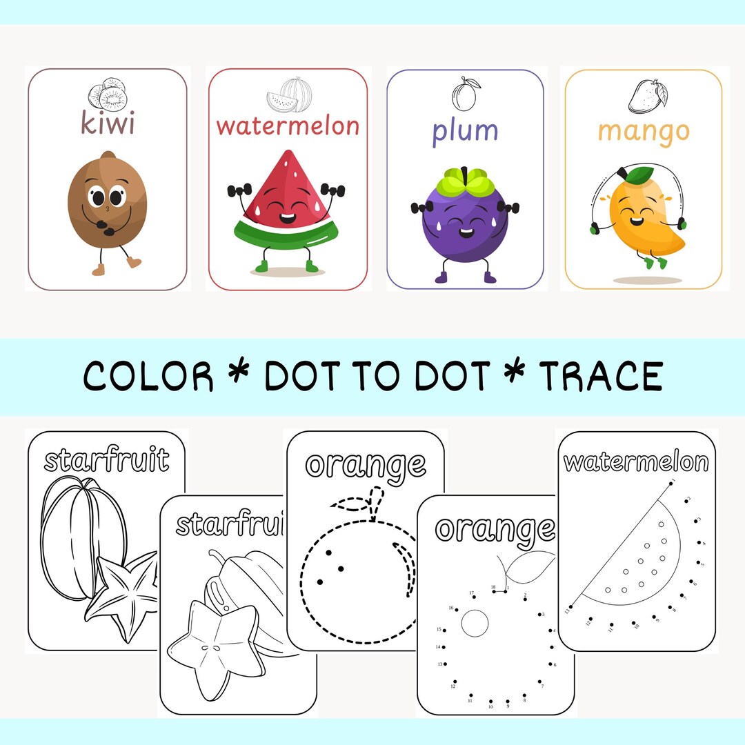 Fruit Activity Worksheets and Flashcards - Tracing, Riddles, Coloring ...