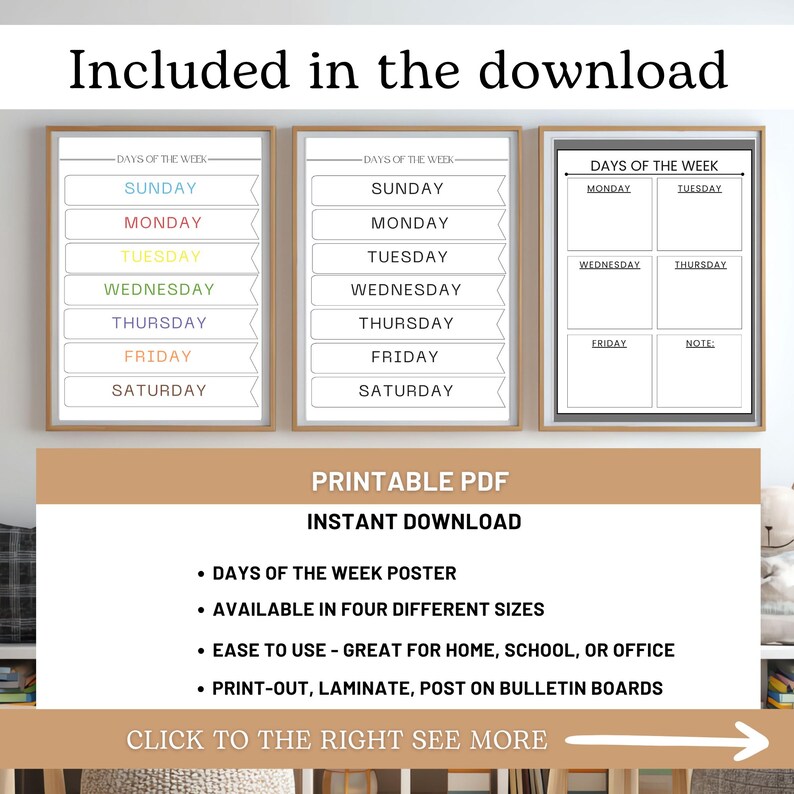 Printable Days of the Week Chart for Kids, Minimalist Homeschool ...