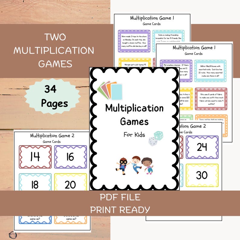 Printable Multiplication Math Game: Fun Learning Activities (PDF ...