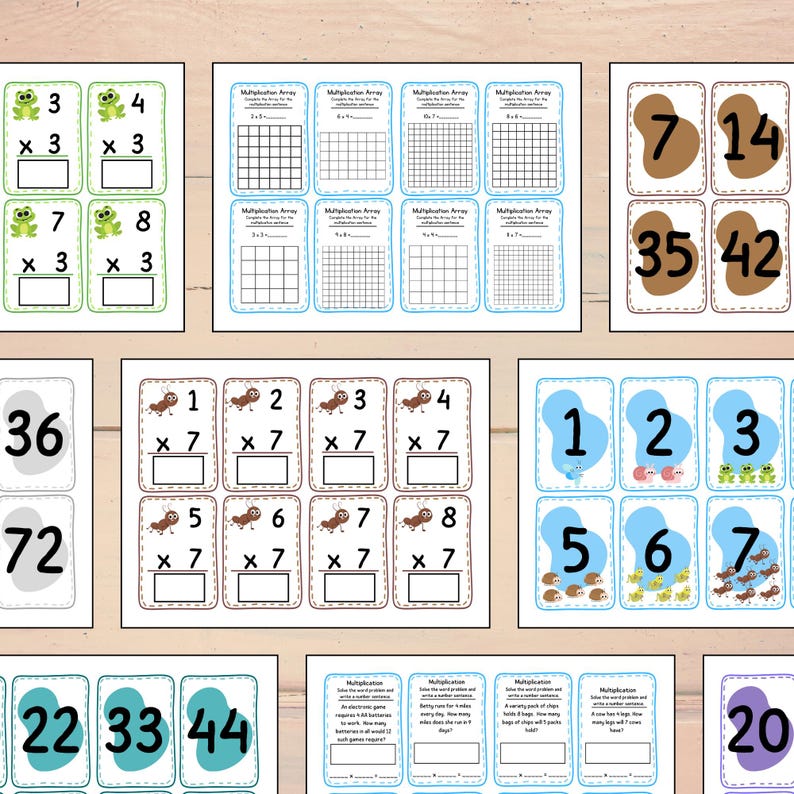 Multiplication Flashcards: Kids Math Learning Tool (PDF Pattern) - Etsy