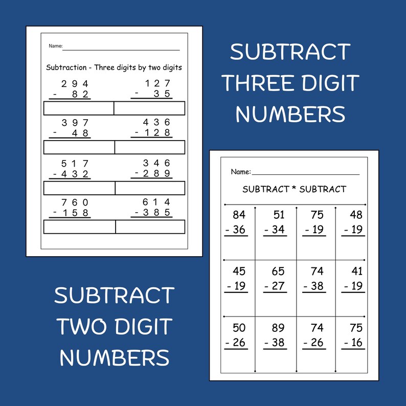 3rd Grade Subtraction Worksheets: Homeschool Math Activities (PDF ...
