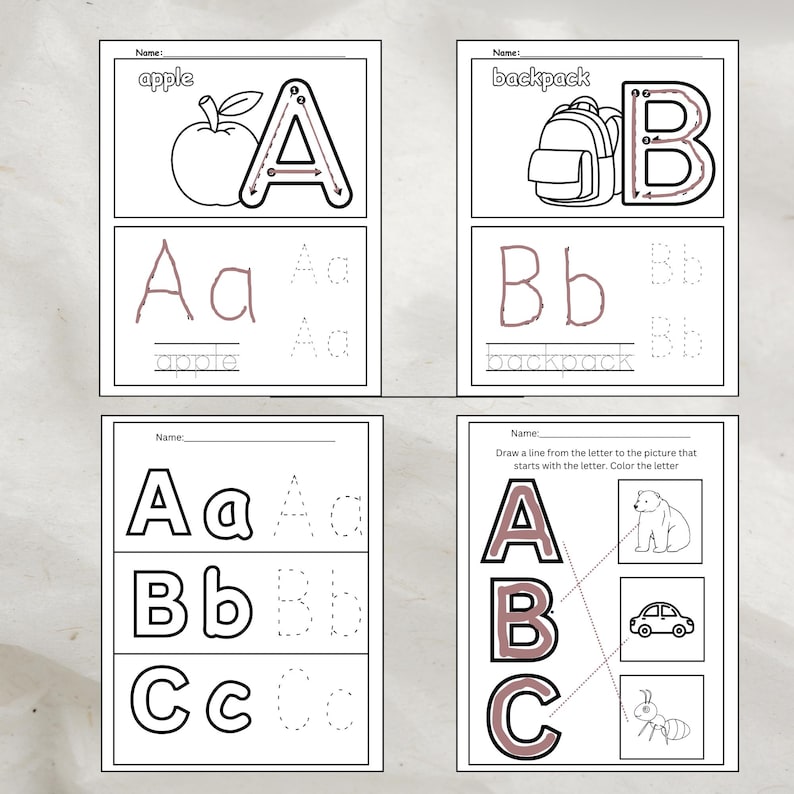 Preschool Alphabet Workbook, ABC Letters Printable, Handwriting Sheets ...