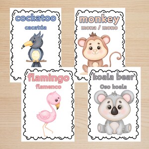 Farm Animal Flashcards: Spanish English Learning (PDF Download) - Etsy