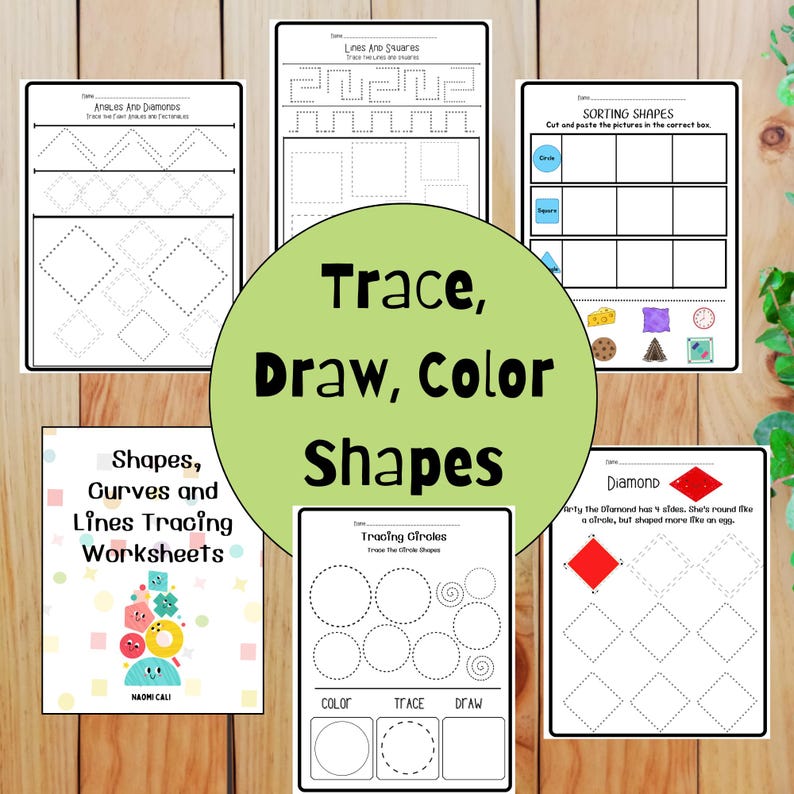 Printable Shapes Activity: Tracing & Coloring Worksheet (PDF Download ...