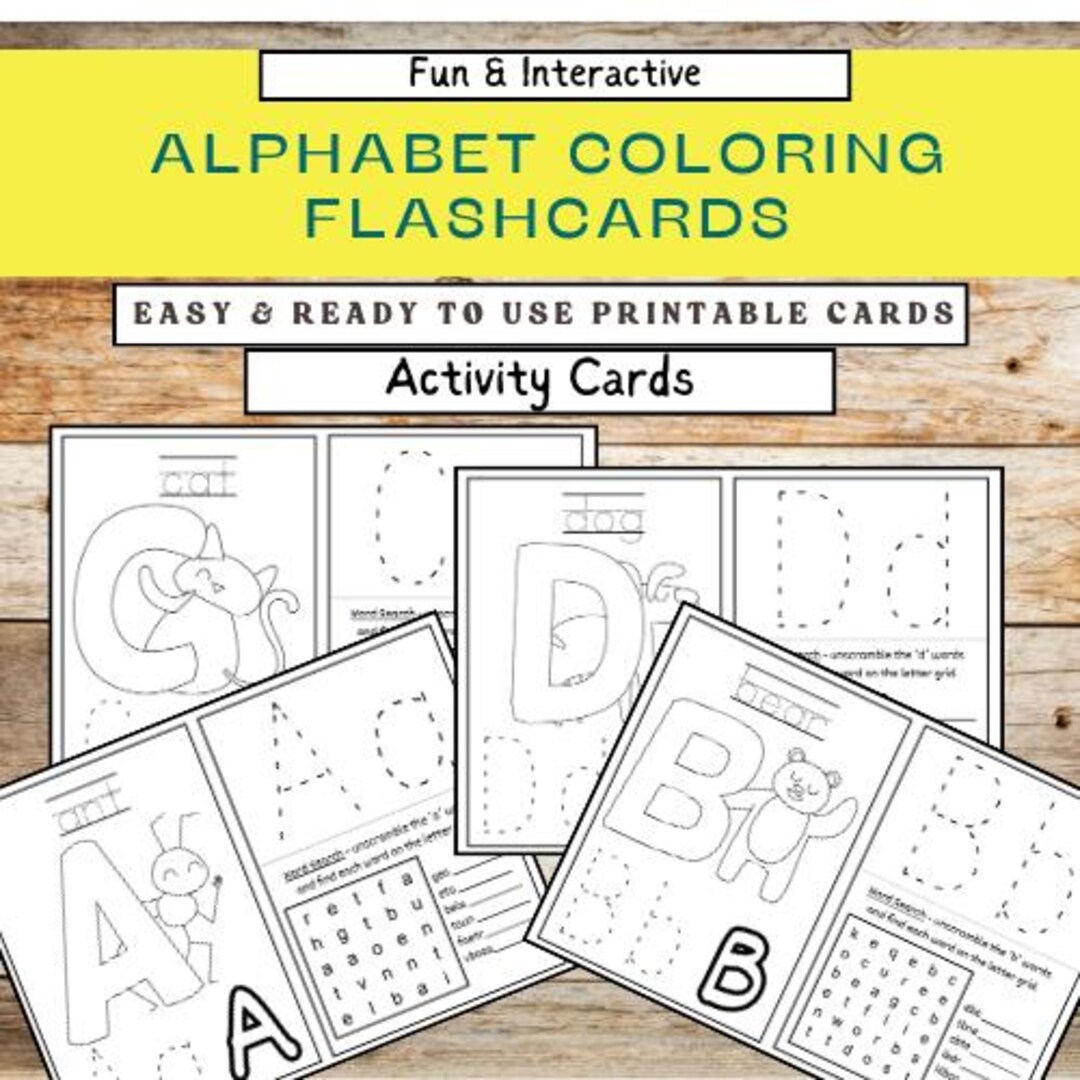 Alphabet Coloring Cards, Preschool Activity, Beginning Sounds, Letter ...
