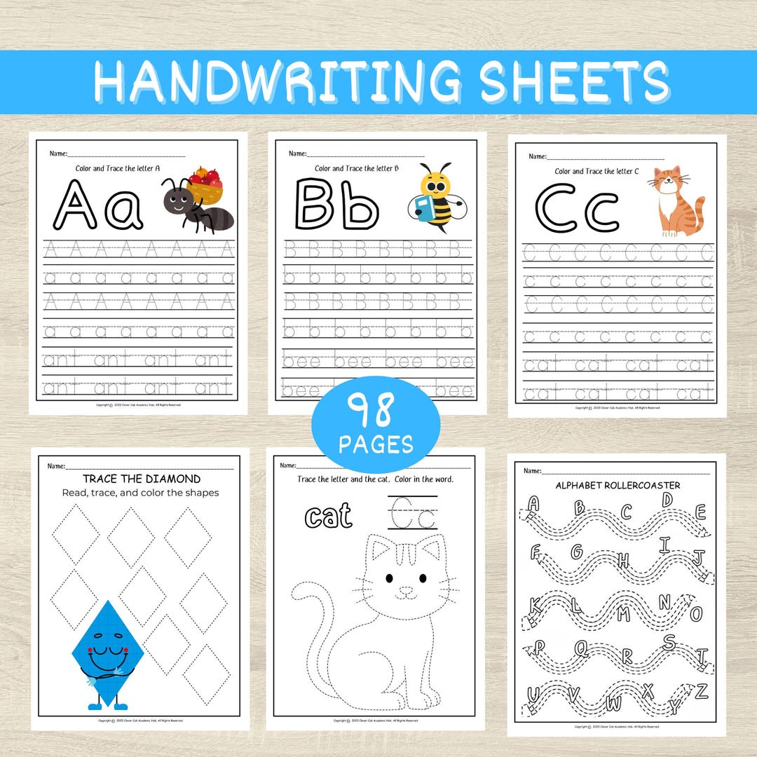 Alphabet Tracing Worksheets, Handwriting Practice, Shapes Activity Book ...