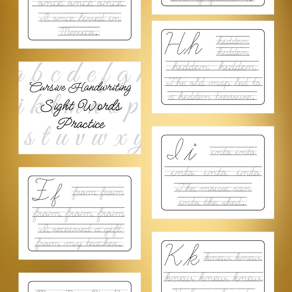 Cursive Writing Practice: Sight Words & Sentences (PDF Printable) - Etsy