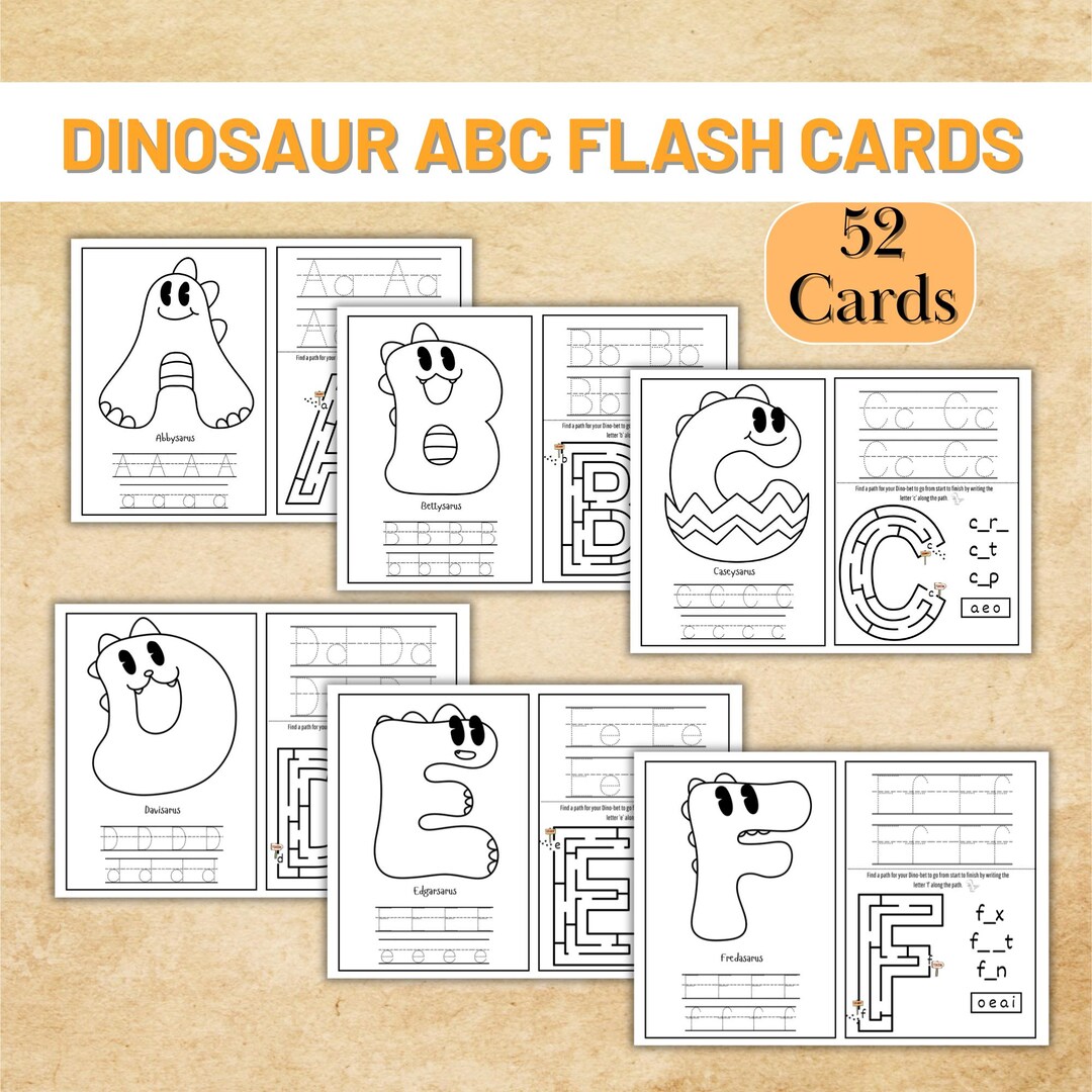 ABC Dinosaurs Flash Cards, Beginning Sounds, Animal Alphabet Cards ...