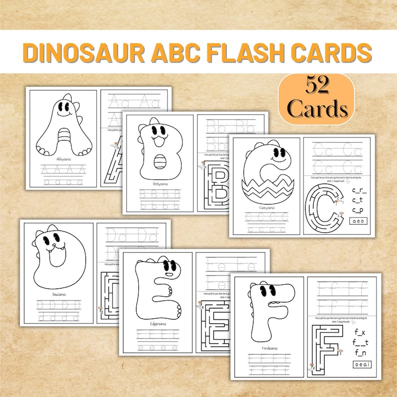 ABC Dinosaurs Flash Cards, Beginning Sounds, Animal Alphabet Cards ...