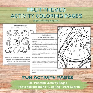 Fruit Activity Worksheets, Fruit Facts Activity, Kids Learning Activity ...