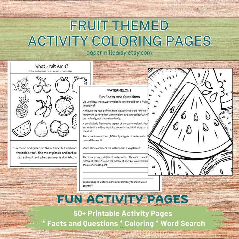 Fruit Activity Worksheets, Fruit Facts Activity, Kids Learning Activity ...